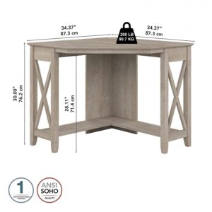 Bush Furniture Key West Small Corner Desk in Washed Gray