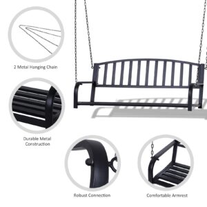 Patio Porch Hanging Swing Chair Garden Deck Yard Bench Seat Outdoor Furniture,550 lb Weight Capacity, Black