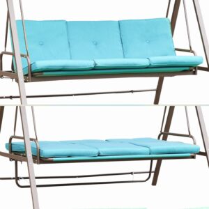 Aoodor 2 in 1 Patio Porch Swing Bed Olefin Fabric Fade Resistant Outdoor Converting Adjustable Canopy, Weather Resistant Glider with Removable 3 Seater - Teal