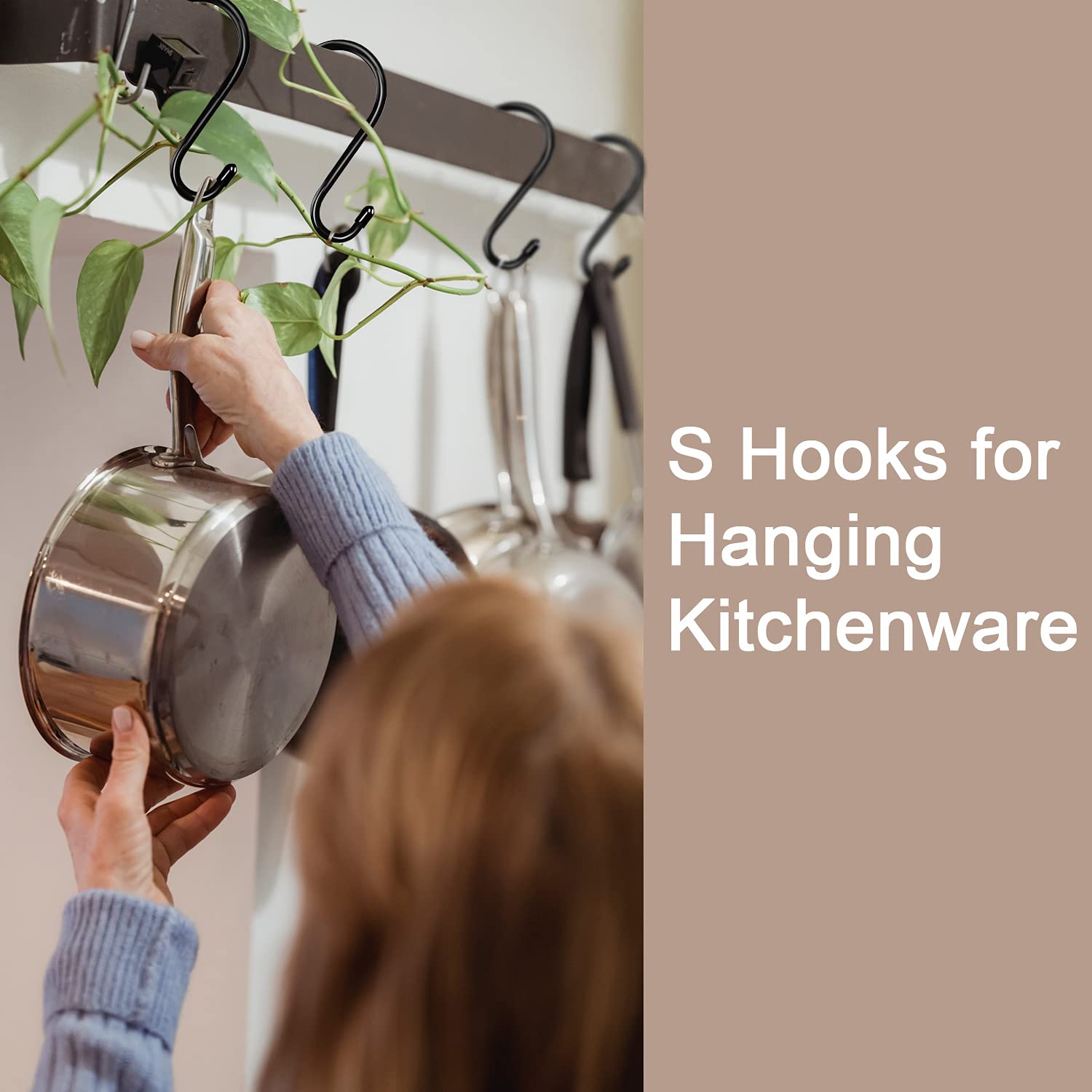 HiGift 6 Inch Large S Hooks for Hanging Heavy Duty, Non Slip Vinyl Coated S Hook for Closet, Steel Metal Black Rubber Coated S Hooks for Hanging Plant Jeans Pot Pan Clothes Purse Towel Bags- 4 Pack