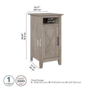 Bush Furniture Key West Small Storage Cabinet with Door in Washed Gray