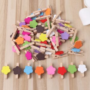 EastyGold Photo Clips Peg Pins Paper Clamp Hanging Spring Flowers Clips Clothespins Wooden Mini Laundry Clothes Natural Wood Push Pins 50 Pack 35mm for Craft Decoration