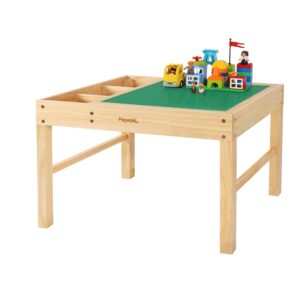 papablic 2 in 1 kid activity table with large storage for older kids compatible with lego building block for boys girls