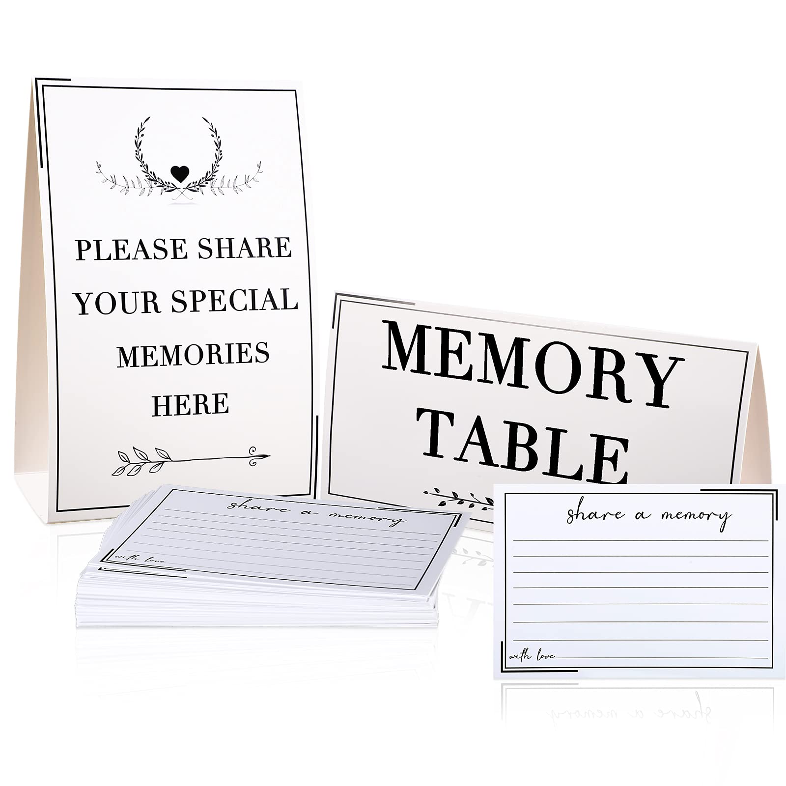 Outus 52 Pieces Share a Memory Cards Funeral Guest Book Memory Card for Celebration of Life, Birthday, Graduation, Wedding, Anniversary, Retirement, Baby Showers (White)