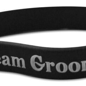 Novel Merk The Groom & Team Groom Wristbands Party Favors for Bachelor Party, Bridal Shower & Wedding Party Black & White (11 Pieces)