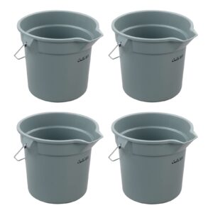 ramddy 4 packs 14 quart commercial cleaning pail, heavy duty round utility pail, gray