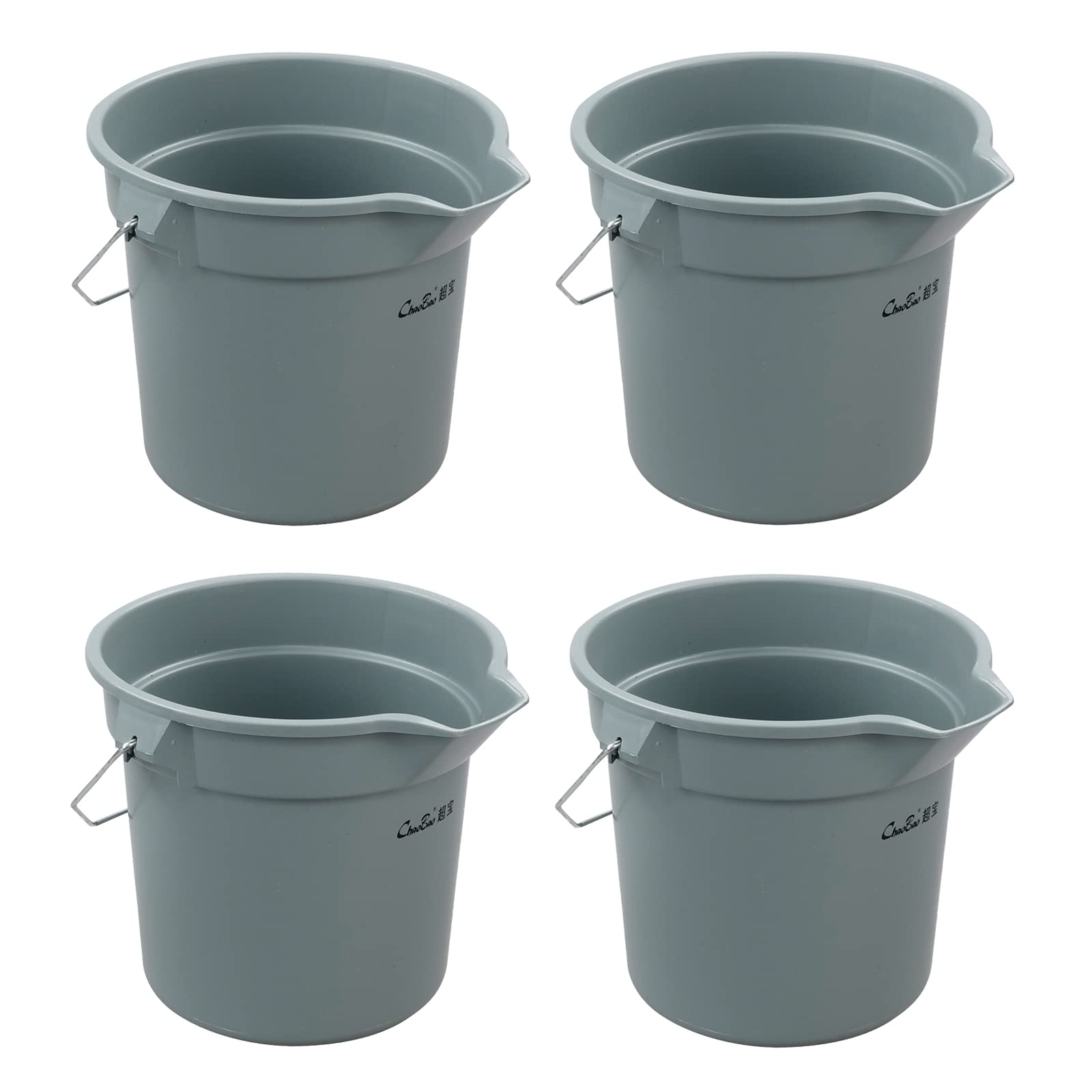 Ramddy 4 Packs 14 Quart Commercial Cleaning Pail, Heavy Duty Round Utility Pail, Gray