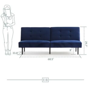 Edenbrook Gilman Futon - Futon Sofa Bed - Futon Couch - Small Futon - Living Room Furniture - Armless Sofa Bed Couch - Sofa - Navy Blue Velvet Futon