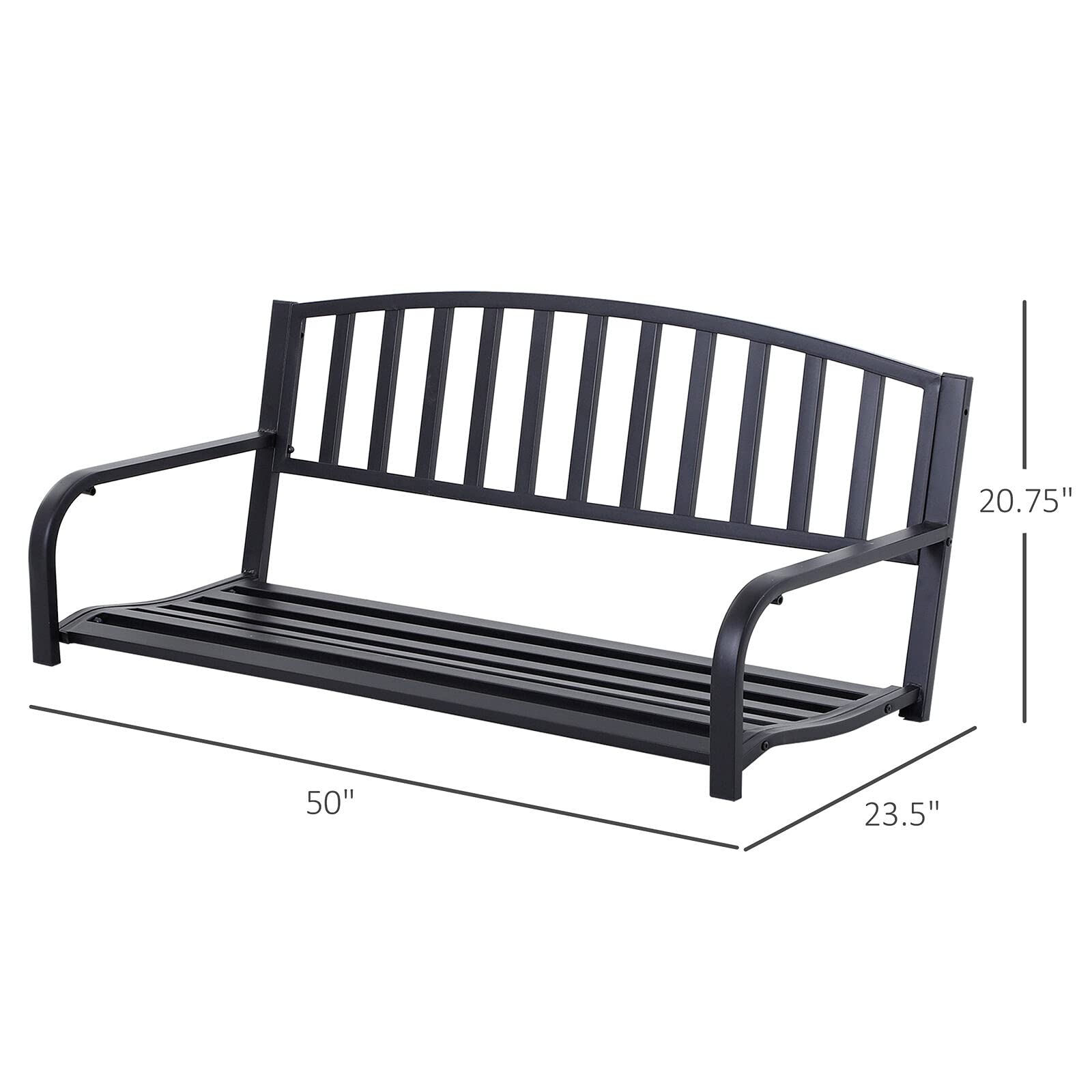 Patio Porch Hanging Swing Chair Garden Deck Yard Bench Seat Outdoor Furniture,550 lb Weight Capacity, Black