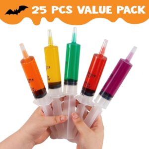 JOYIN Pack of 25 Plastic Syringes 60ml 2 oz Easy-Grip Caps Reusable Container Tubes with Individually Wrapped & Caps