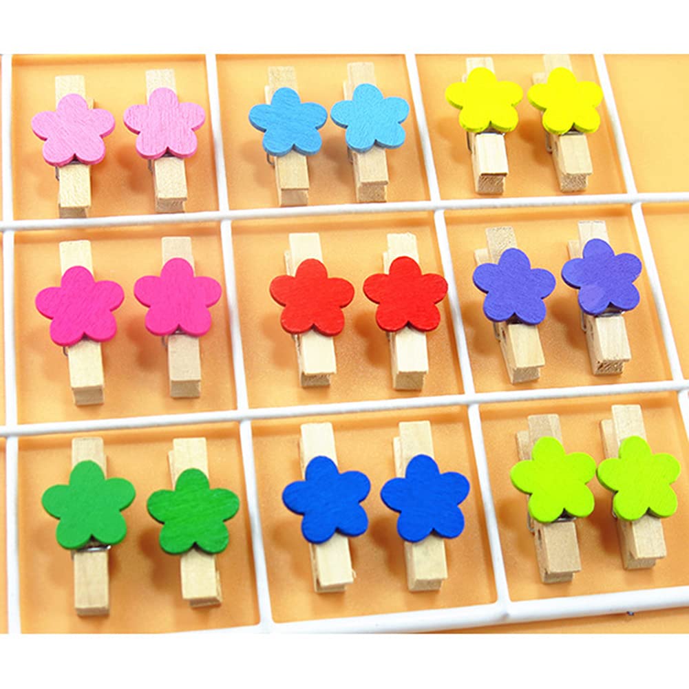 EastyGold Photo Clips Peg Pins Paper Clamp Hanging Spring Flowers Clips Clothespins Wooden Mini Laundry Clothes Natural Wood Push Pins 50 Pack 35mm for Craft Decoration