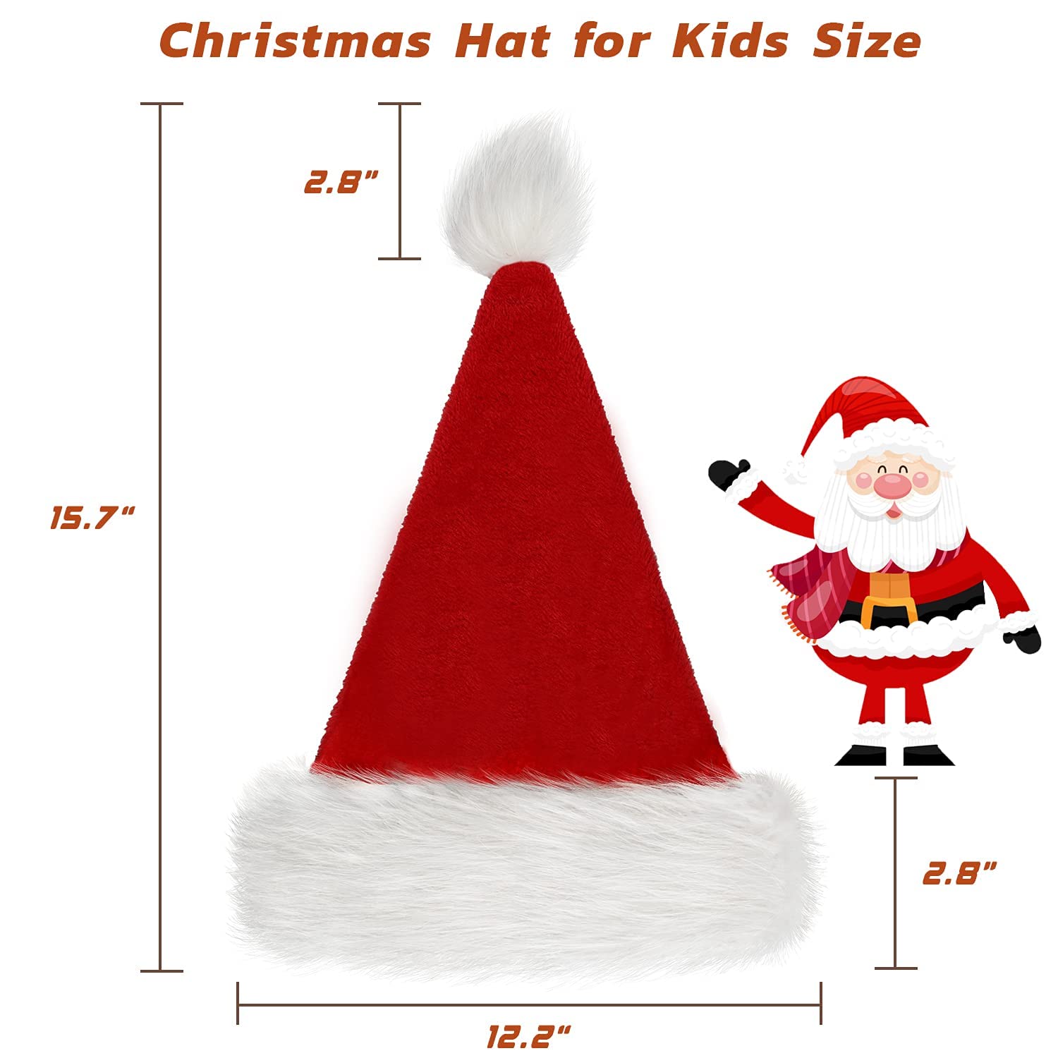 BSVI Christmas Hat, Santa Hat Holiday for Adults Unisex Velvet Comfort Extra Thicken Fur Xmas Hat for New Year Festive Party