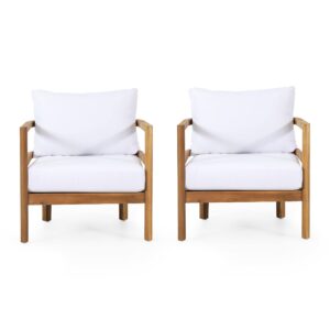 christopher knight home ellendale club chair, white + teak