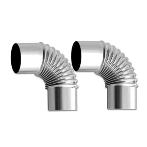 elbow pipe 2 pcs 90 degree chimney stainless steel flue for outdoor camping wood stove diameter 2.36"