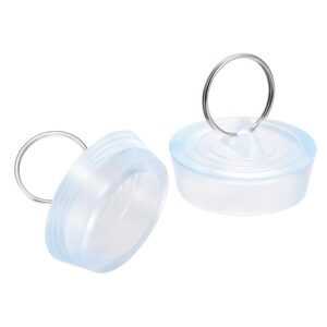 uxcell rubber sink plug, drain stopper clear blue fit 38-40mm with hanging ring for bathtub kitchen and bathroom 2 pcs