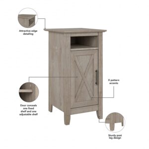 Bush Furniture Key West Small Storage Cabinet with Door in Washed Gray