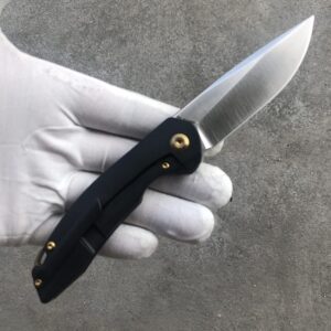 KANSEPT Pocket Knife Mini Accipiter, CPM-S35VN 6.73in Front Flipper Pocket Knives with 2.95in Drop Point Blade and Copper and Titanium Handle, Camping Hunting,EDC Tactical Knives K2007A3