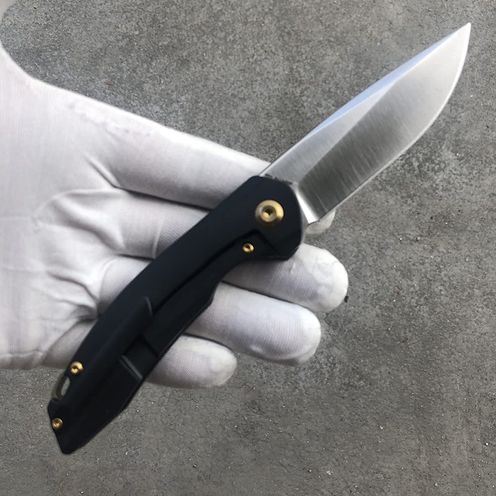 KANSEPT Pocket Knife Mini Accipiter, CPM-S35VN 6.73in Front Flipper Pocket Knives with 2.95in Drop Point Blade and Copper and Titanium Handle, Camping Hunting,EDC Tactical Knives K2007A3