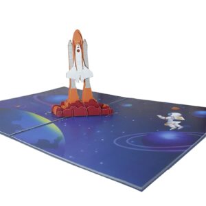 3D Space Shuttle Pop Up Greeting Card for Kids Spacecraft Spaceship Universe Science Lover,For All Occasion, Graduations, Happy Birthday Cards For Children, Son, College With Envelop,Size 6x8 Inch