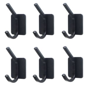 vaehold 6pack adhesive hooks, heavy duty wall hooks aluminum hooks for hanging coat, hat, towel, robe, key, clothes, closet hook wall mount for home, kitchen, bathroom，office (black)