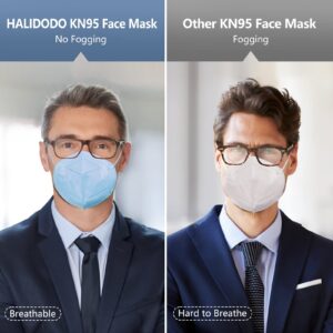 HALIDODO 100 Packs Individually Wrapped KN95 Face Mask 5-Ply Breathable & Comfortable Filter Safety Mask, Black