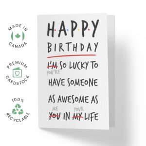 Karto - Funny Birthday Card for Him Her, Large 5.5 x 8.5 Happy Birthday Card for Husband Wife, Birthday Card for Boyfriend Girlfriend - Happy Lucky