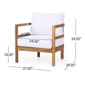 Christopher Knight Home Ellendale Club Chair, White + Teak