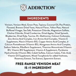 Addiction Viva La Venison Premium Grain-Free Dry Dog Food - Single Protein & Novel Meat with Probiotics - No Chicken, Beef, or Turkey - Ideal for All Dogs & Puppies 4lb - 2 Packs