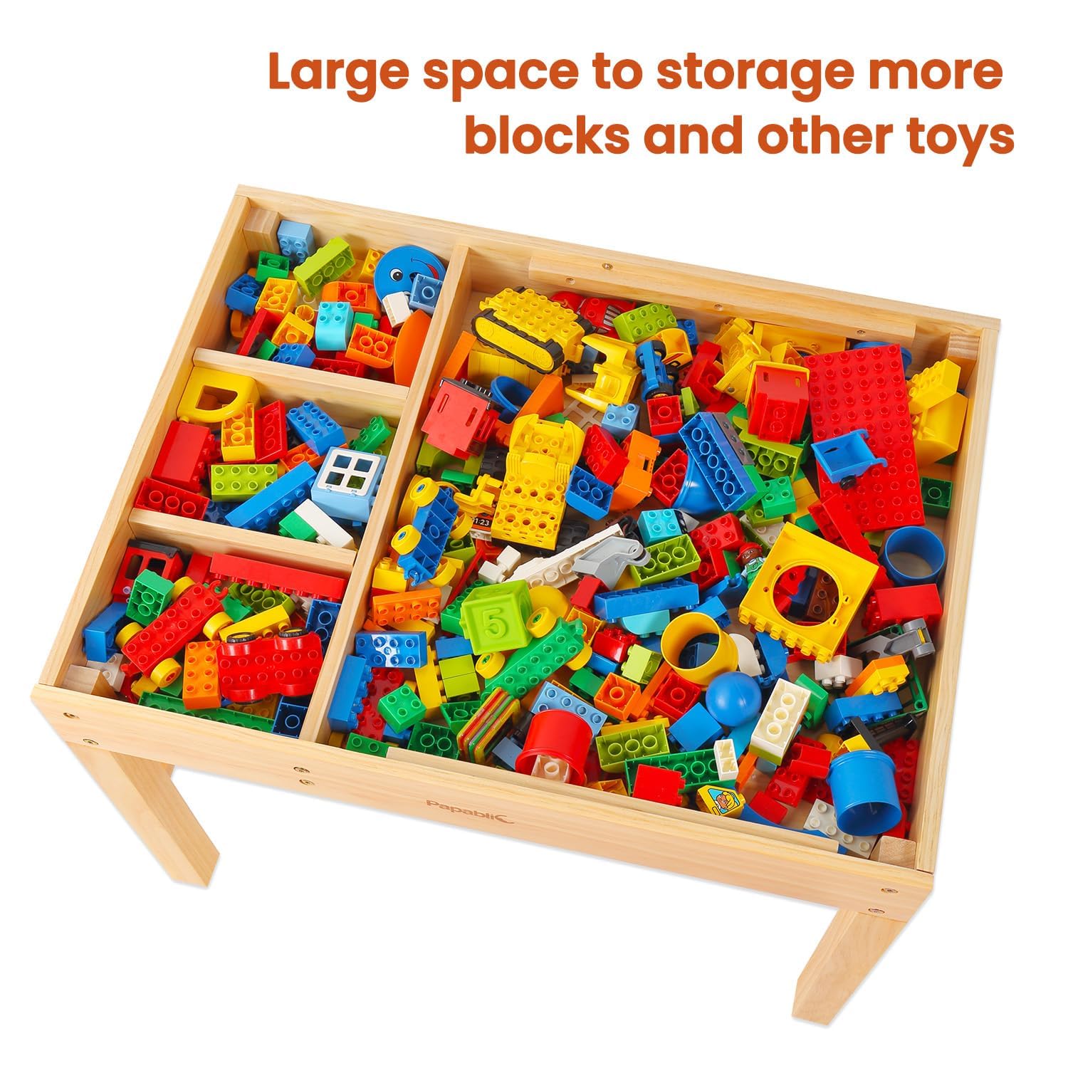 Papablic 2 in 1 Kid Activity Table with Large Storage for Older Kids Compatible with Lego Building Block for Boys Girls