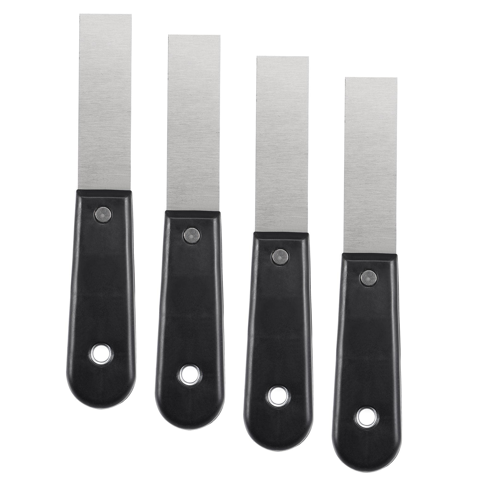 uxcell Putty Scraper 1" Spatula Drywall Repair Spreader Stainless Steel Blade Black Handle 4Pcs