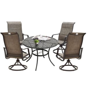 patiofestival patio dining set 5 pieces outdoor furniture sets swivel rocker chairs metal round table with all weather frame (5pcs, grey)