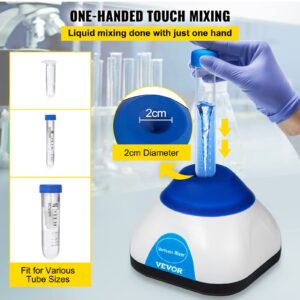 VEVOR Vortex Mixer, 3000RPM Mini Vortex Mixer Shaker, Touch Function Scientific Lab Vortex Shaker, Mix Up to 50ML, 6mm Orbital Diameter for Test Tube, Tattoo Ink, Nail Polish, Eyelash Adhesives, Paint