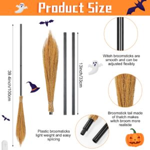 Sumind 4 Pieces Halloween Witch Broom Plastic Witch Broomstick Cosplay Broom Props Wizard Flying Stick Halloween Plastic Broom Props for Teens Adults Halloween Party Cosplay Supplies, 39.4 Inches