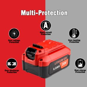 Powerost V20 20V Lithium Battery: Replacement for Craftsman 20V Battery CMCB204 CMCB202 CMCB201 Cordless Drill Tools - 6Ah 20 Volt Max Battery Pack