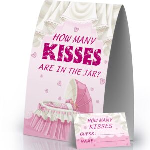 how many kisses baby shower game, baby shower game for girl -1 sign and 50 guessing cards(k01)