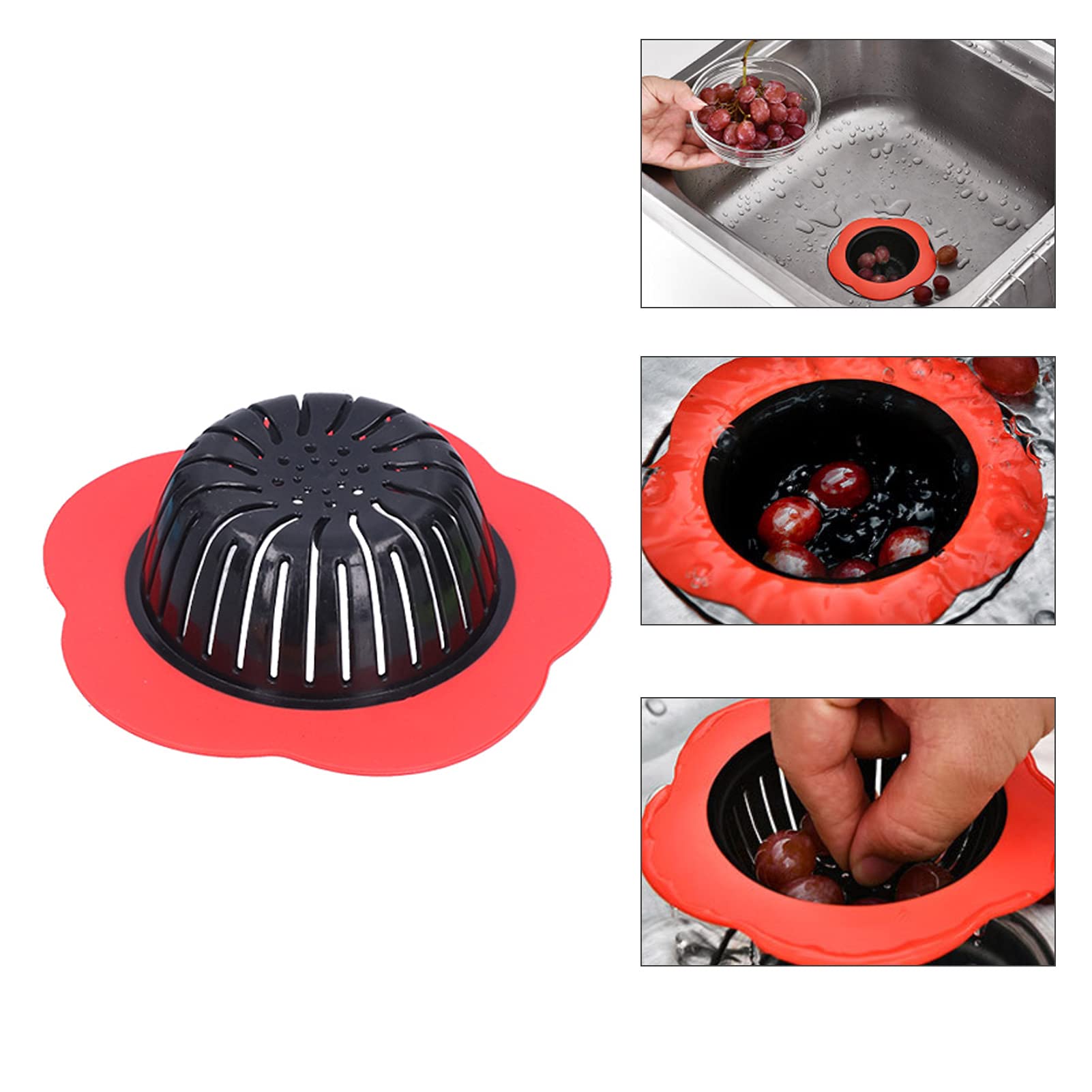 4Pcs Silicone Kitchen Sink Strainer, Hair Catcher Silicone Shower Drain Covers Kitchen Drain Filter Basket Pouring Strainers for Bathroom Bathtub and Kitchen, 4.4" Diameter