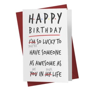 Karto - Funny Birthday Card for Him Her, Large 5.5 x 8.5 Happy Birthday Card for Husband Wife, Birthday Card for Boyfriend Girlfriend - Happy Lucky