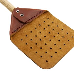 Heavy Duty Leather Fly Swatter with Oak Wooden Handle 18 inch (3)