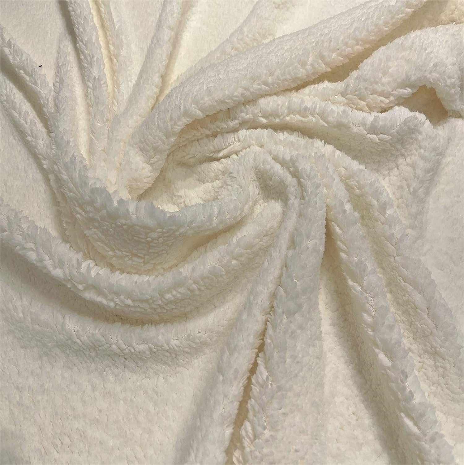 DAVID TEXTILES Solid White Sherpa Plush Fleece Fabric by The Yard Multi, 60 Inches