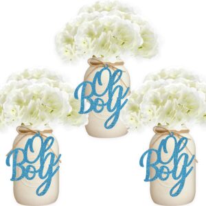 24pcs boy jar tag gender reveal centerpieces blue baby shower decoration glitter paper cutouts