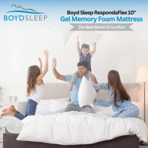 Boyd Sleep 8" RespondaFlex Queen Size Medium Firm Gel Memory Foam Mattress, Cooling Air Flow Layer, and Comfort Support Base, Bed in Box, Fiberglass Free,White