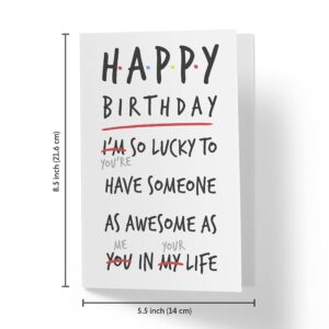 Karto - Funny Birthday Card for Him Her, Large 5.5 x 8.5 Happy Birthday Card for Husband Wife, Birthday Card for Boyfriend Girlfriend - Happy Lucky