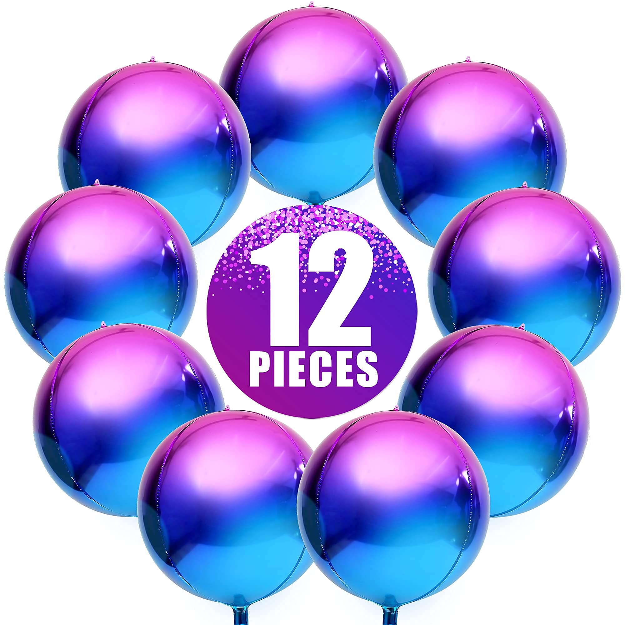 Katchon, Purple Galaxy Balloons - 22 Inch, Pack of 12 | Metallic Purple Balloons, Iridescent Balloons for Galaxy Party Decorations | Purple And Blue Balloons for Blue and Purple Party Decorations