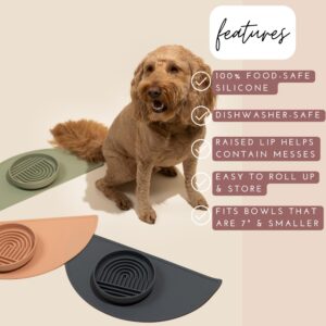 Should We Go? - Waterproof Silicone Pet Food Mat - Non-Slip, Spill-Proof Feeding Mats for Floors, Raised Edge Design, Easy-to-Clean, Durable Flexible Rubber Mat for Dog & Cat Bowls, Medium-Sage Green