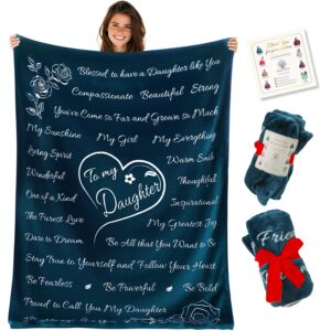 daughter gifts, christmas gifts for daughter, daughter gift, birthday gifts for daughter, to my daughter blanket from mom, adult daughter gifts from dad, throw blanket 65” x 50” (blue)