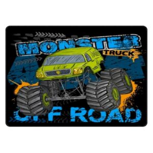 Area Rugs Mat for Living Room Green Monster Truck Boy Non-Slip Indoor Carpet Floor Ultra Soft Area Rug Kid Bedroom Dining Home Decor Large Size 5'x3'3"