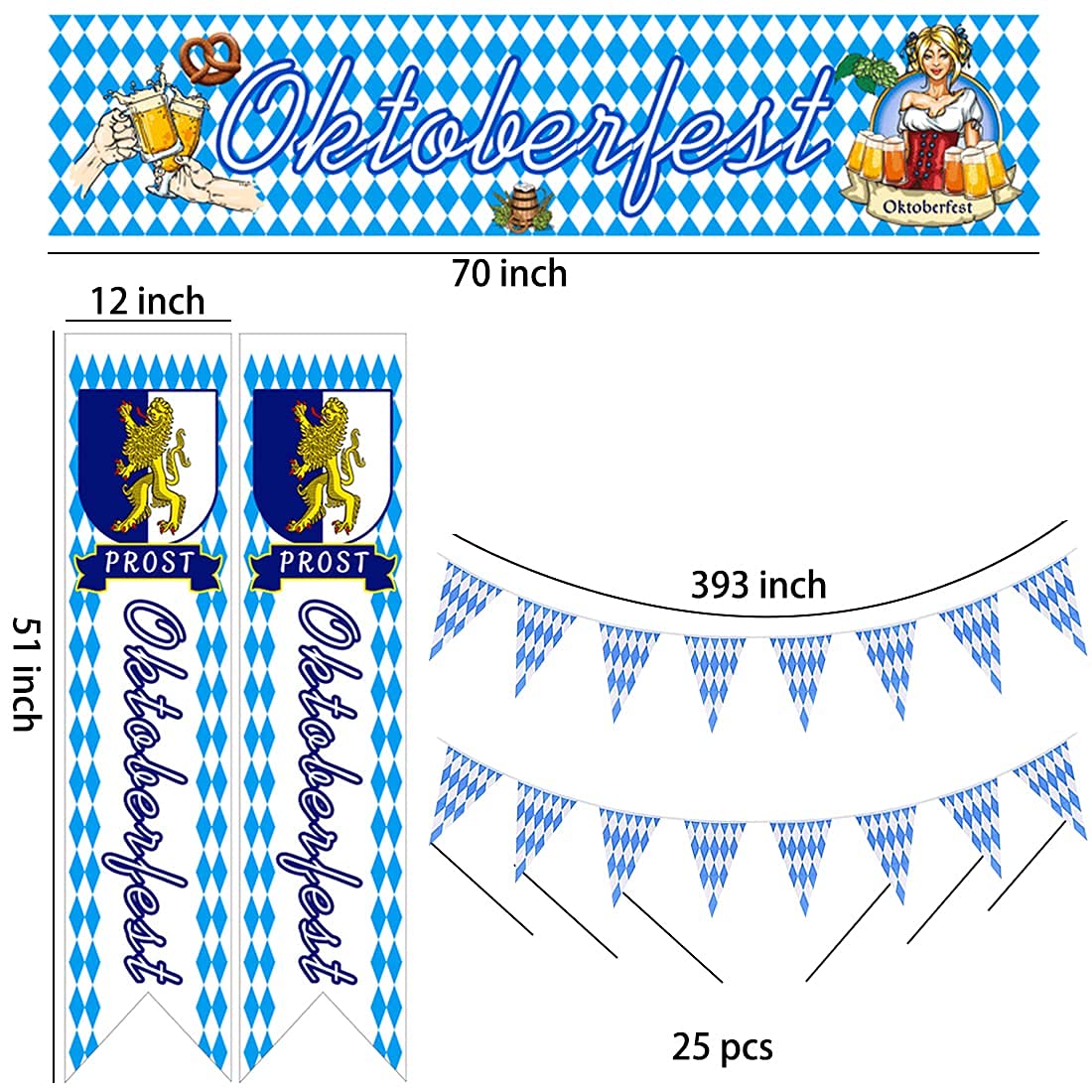 Oktoberfest Decorations Kit German Party Supplies Bavarian Beer Party Decor Banners Flag Germany