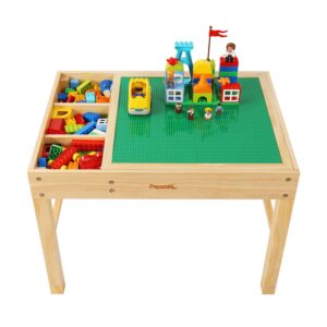 Papablic 2 in 1 Kid Activity Table with Large Storage for Older Kids Compatible with Lego Building Block for Boys Girls