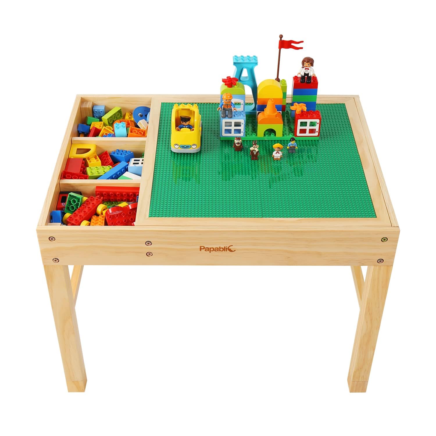 Papablic 2 in 1 Kid Activity Table with Large Storage for Older Kids Compatible with Lego Building Block for Boys Girls