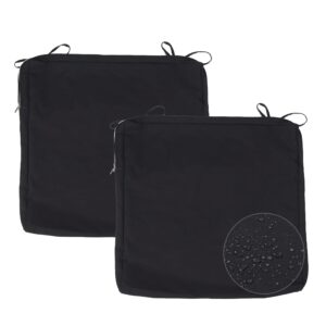 leeymoo outdoor seat cushion covers, water repellent patio seat cushion covers-only covers (20"x20"x2" 2 pack black)